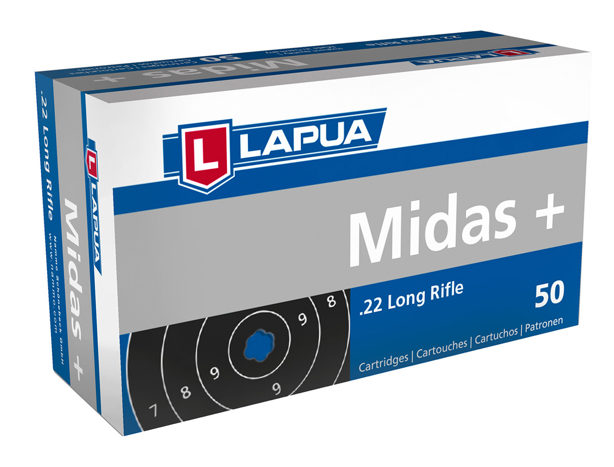 Lapua 22LR Midas + 22LR 40 Grain Round Nose Ammunition 50 Rounds, 420162