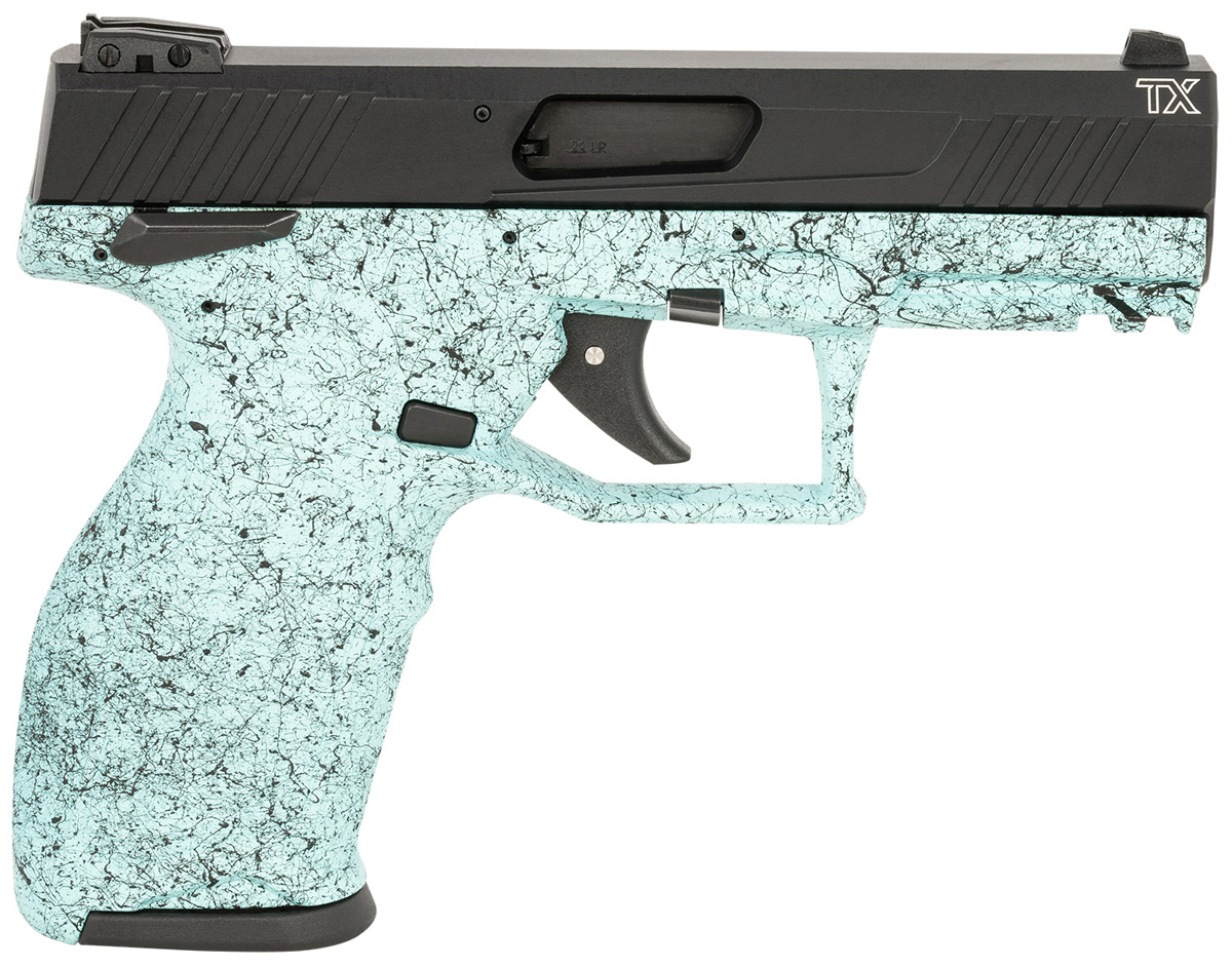 Taurus TX22 22LR Pistol 16-Round Capacity, Cyan Splatter, 1-TX22141SP4 ...
