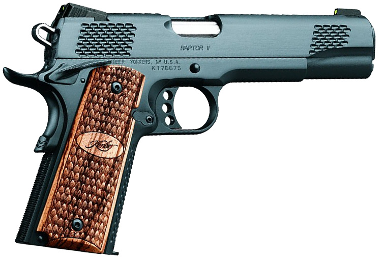 Kimber Raptor Custom II .45 ACP Pistol, 5" Barrel, Blue Finish, Wood Grips