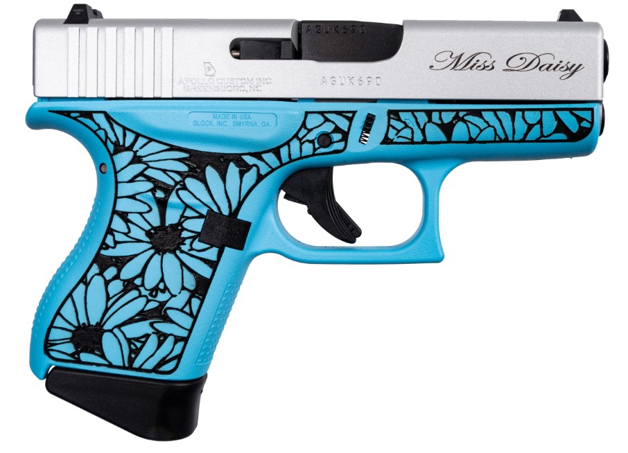 Glock 43 Apollo Custom Cerakote "The Daisy" Blue and Stainless 9mm ...