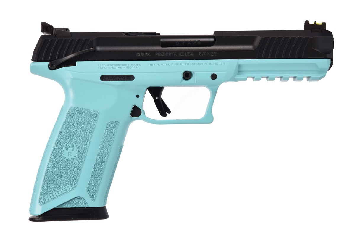 Ruger-57 5.7x28mm Pistol with Cerakote Turquoise Frame, 16405